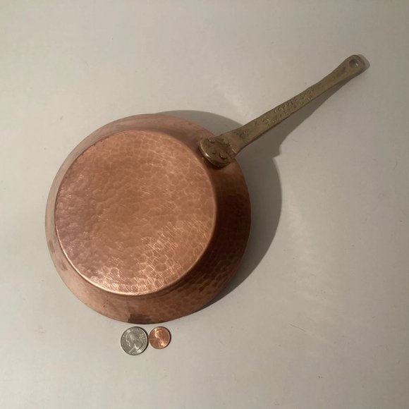Other | Vintage Metal Copper And Brass Frying Pan Skillet Alis Copper ...